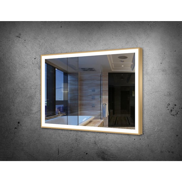 PARIS MIRROR 48 in. W x 35 in. H Rectangular Gold Framed Wall Mounted ...
