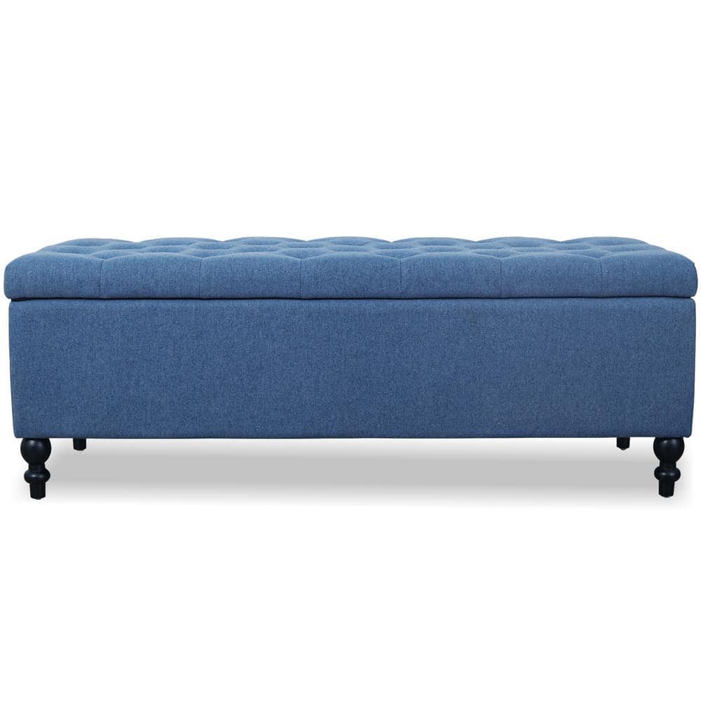 GOOD & GRACIOUS Rectangle 51 ft. x 18 ft. Blue Storage Ottoman with ...