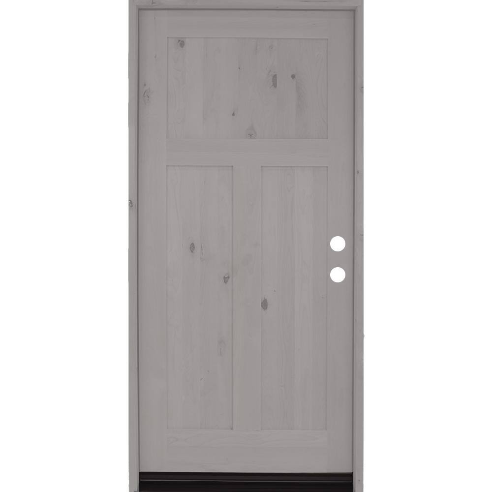Krosswood Doors 32 in. x 80 in. Rustic Knotty Alder 3 Panel Left-Hand ...