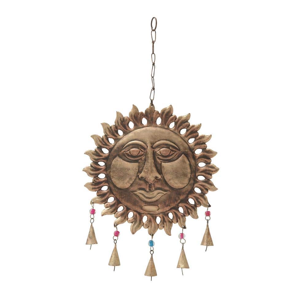 Litton Lane 19 in. Brown Metal Sun Windchime with Beads 042116 - The ...