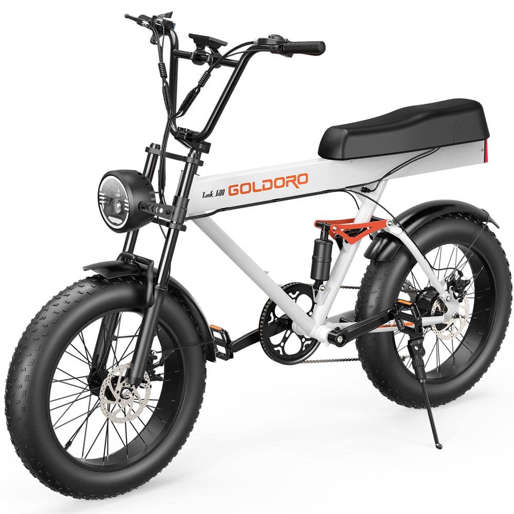 GOLDORO Electric Bike for Adults 500W, 20 in. Fat Tire Ebike 31 MPH and 50 to 60 Miles Commuter ...