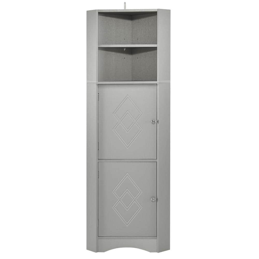 Hooseng 15 in. W x 15 in. D x 61 in. H Gray MDF Linen Cabinet ...
