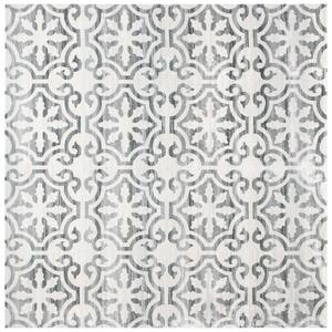 SAFAVIEH Isabella Gray/Ivory 7 ft. x 7 ft. Floral Geometric Medallion ...