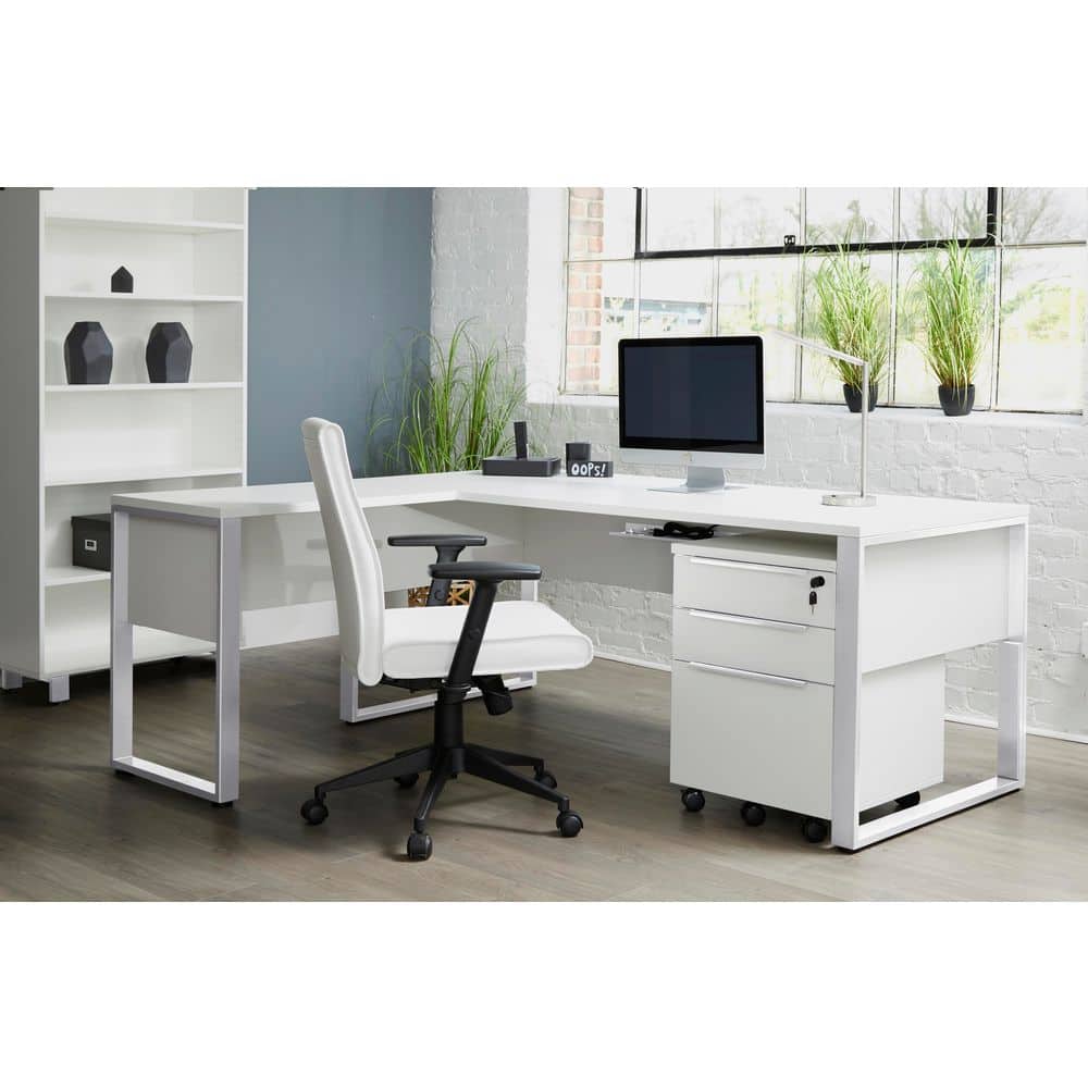 Nyhus 32 in. Rectangle White Laminate Desk Return, Not for Individual ...