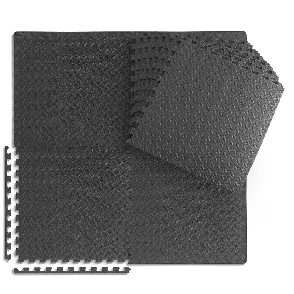 SAKAE Black 24 in. W x 24 in. L x 0.5 in. T EVA Foam Diamond Pattern ...