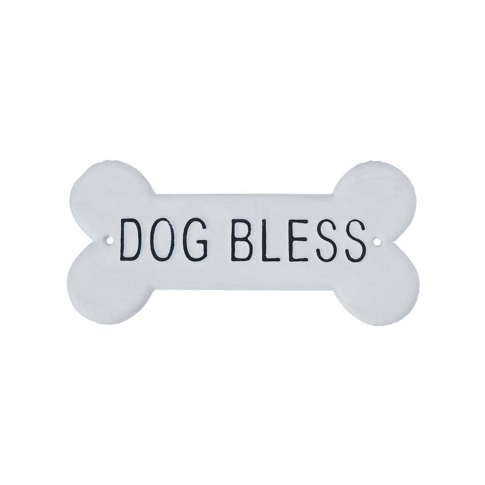Storied Home Embossed White "Dog Bless" Decorative Sign with a Bone ...