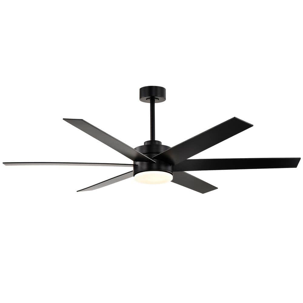 Edvivi 62 in. Matte Black Integrated LED 6-Speed Color Changing Indoor ...