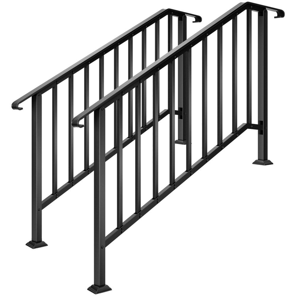 VIVOHOME 2-Pack 5-Step 36 in. H x 68 in. W Black Alloy Steel Stair ...