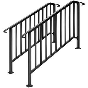 VIVOSUN 3 Step 36 in. H x 40 in. W Black Wrought Mattle Iron Stair ...