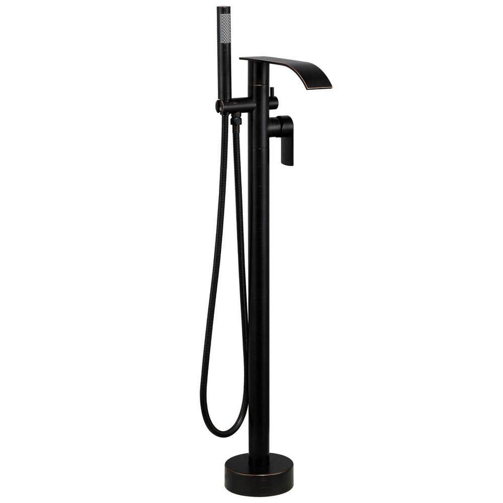ALEASHA Single-Handle Waterfall Freestanding Tub Faucet with Hand ...