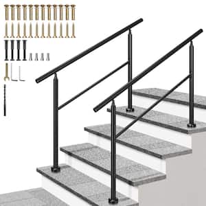 VIVOSUN 4 Step 39 in. H x 47 in. W Black Wrought Mattle Iron Handrail ...