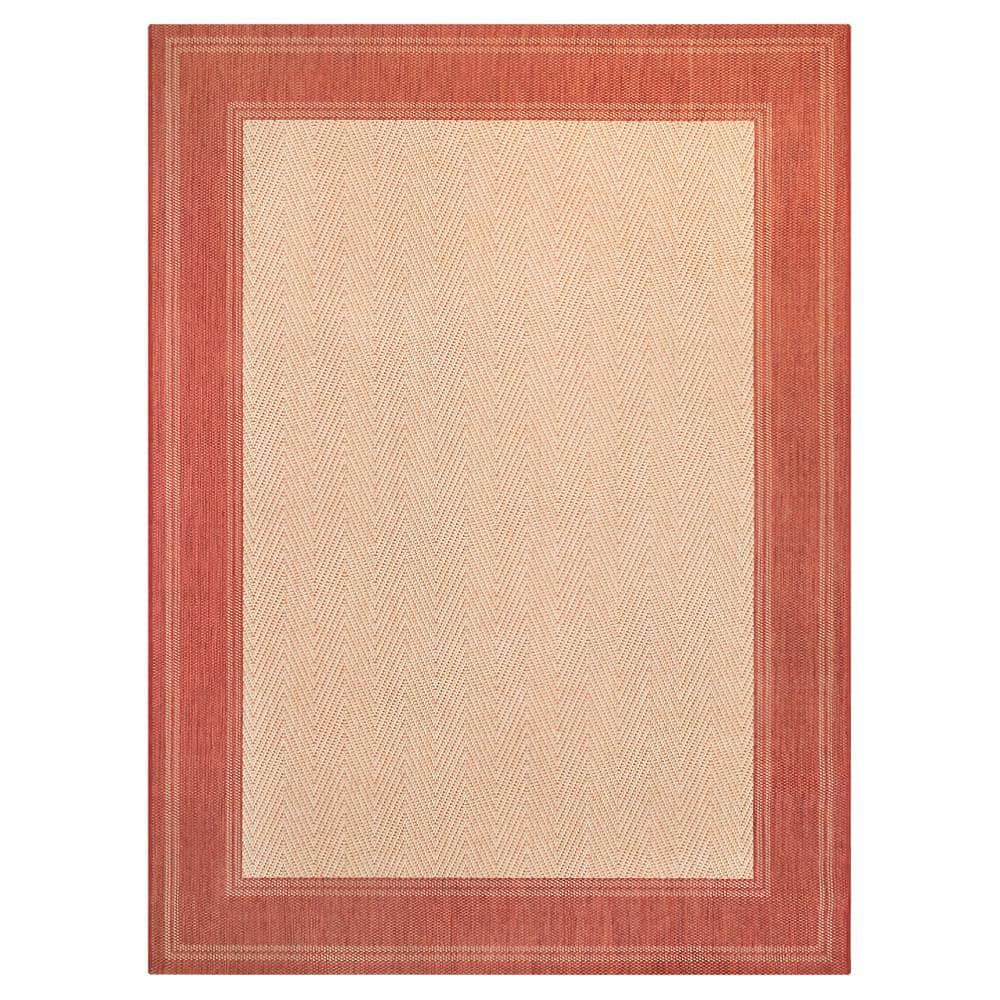 Hampton Bay Border Red/Beige 5 ft. x 7 ft. Indoor/Outdoor Patio Area ...