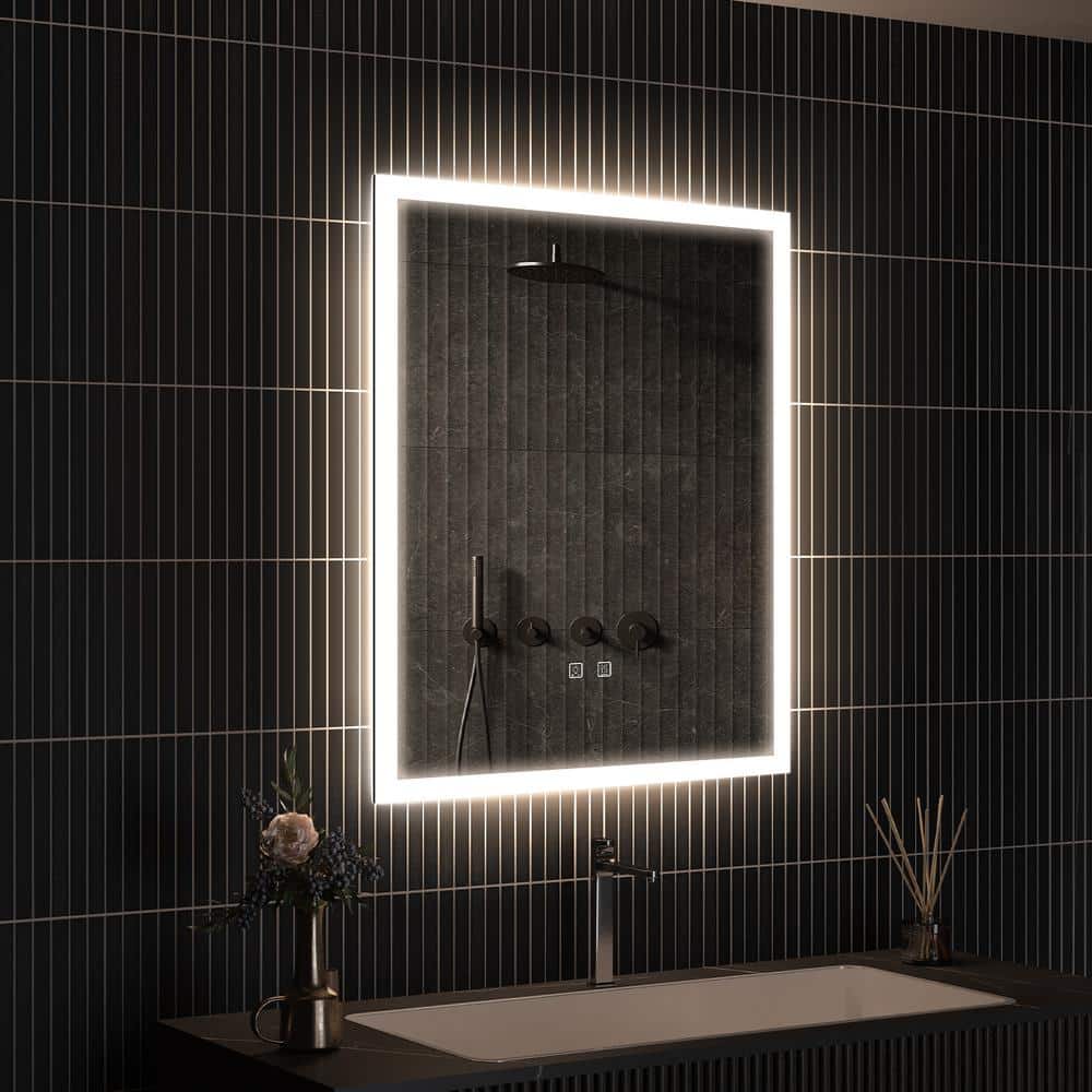 HOMLUX 20 in. W x 28 in. H Rectangular Frameless LED Light with 3-Color ...