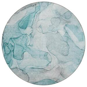 HomeRoots Burgundy 8 ft. Round Abstract Indoor / Outdoor Area Rug ...