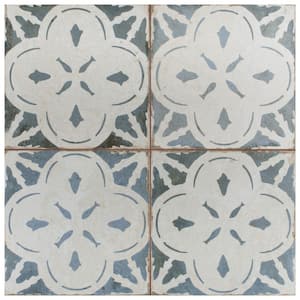 Merola Tile Kings Blume Blue 9 in. x 9 in. Ceramic Floor and Wall Take ...