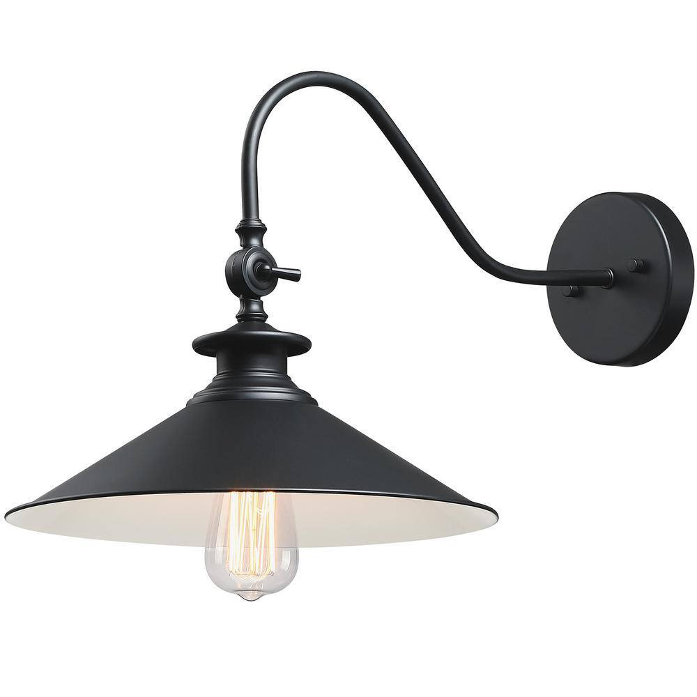Pia Ricco 1-Light Black Outdoor Hardwired Wall Barn Light Sconce ...