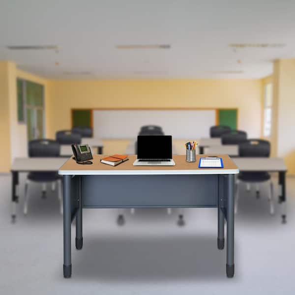 Regency 48 in. Medium Oak Mesa Steel Training Desk 66120TDMO - The Home ...