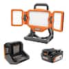 RIDGID 18V Cordless Hybrid LED Panel Light Kit with 4.0 Ah Battery and ...