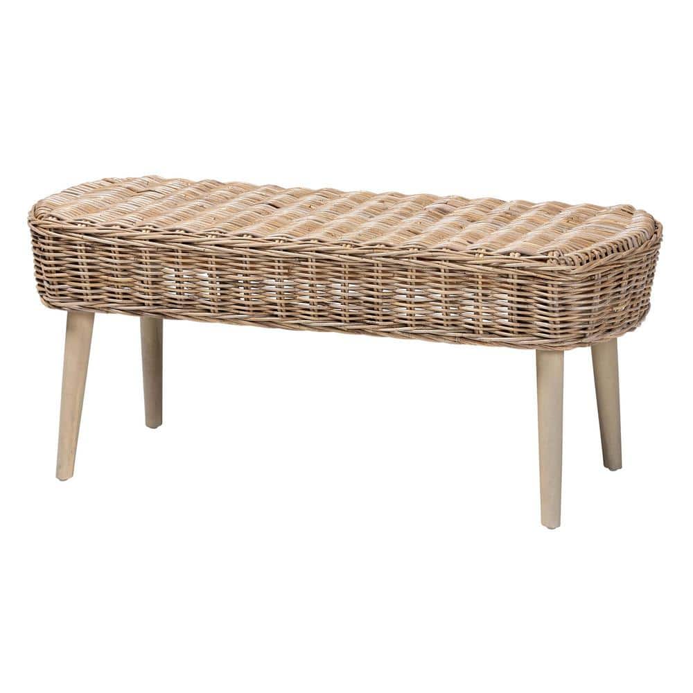 bali & pari Raisa Grey Kubu Rattan Dining Bench 43.7 in. 243-13544-HD ...