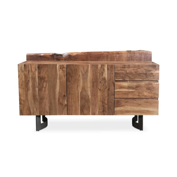 NADAAL STUDIOS Ellis Natural Stain Acacia Wood 66 in. Sideboard with ...