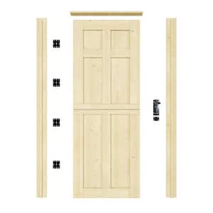 ARK DESIGN 32 in. x 80 in. Solid Pine Universal 6 Panel with Lock ...
