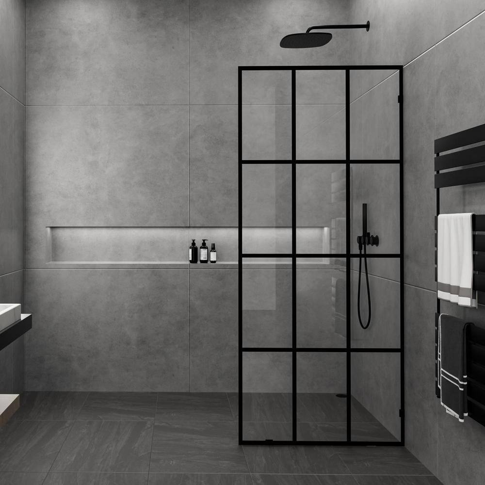 mortix 34 in. W x 78 in. H Fixed Single Panel Shower Screen Frameless ...