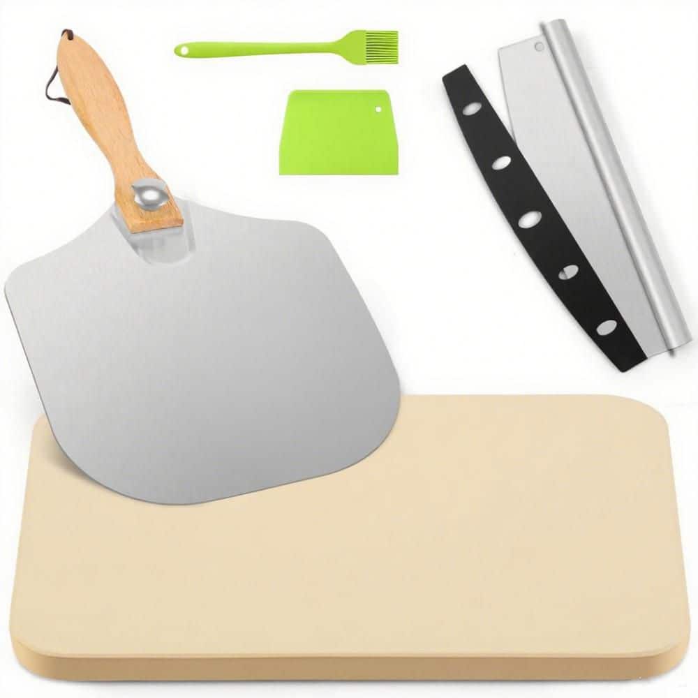 Wudkey 5 Pieces Pizza Stone Set, 15 in. Rectangle Pizza Stone Set with ...