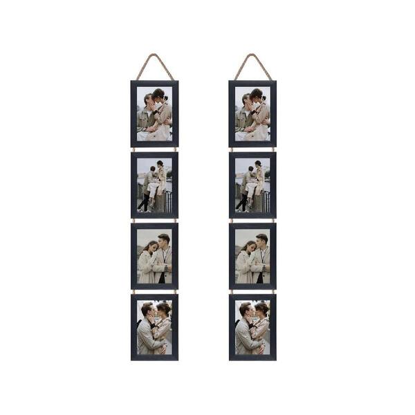 (Set of 2) 8 Opening 4 in. x 6 in. Black Plastic Hanging Collage Frame ...