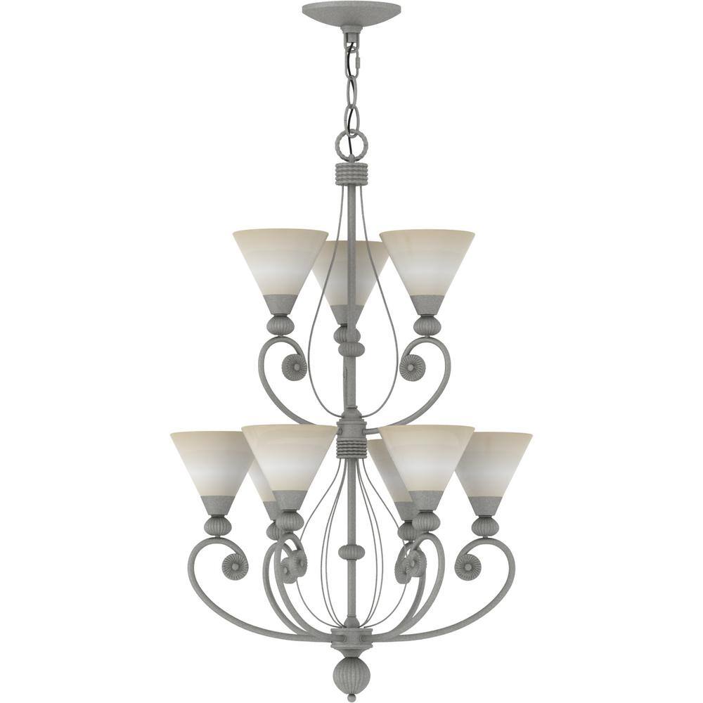 Volume Lighting 9-Light Platinum Rust Two-Tier Chandelier with White ...