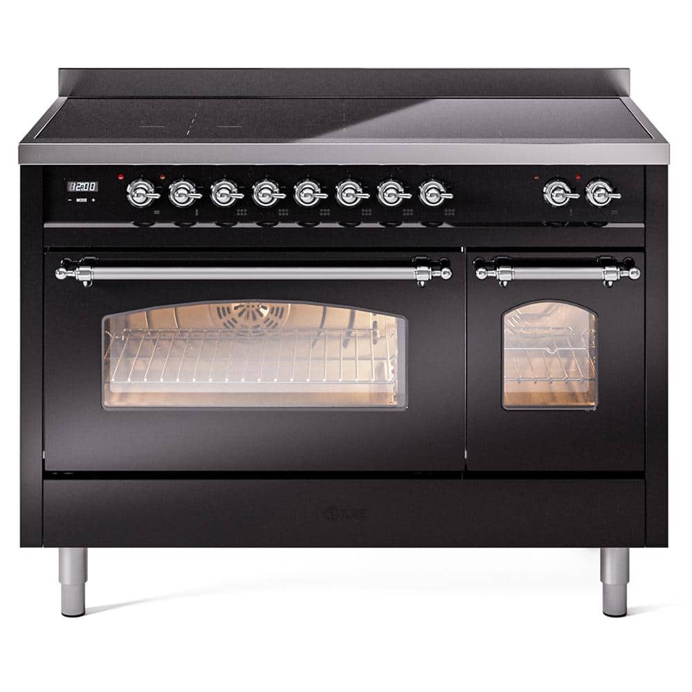 ILVE Nostalgie 48 in. 6 Zone Freestanding Double Oven Induction Range ...