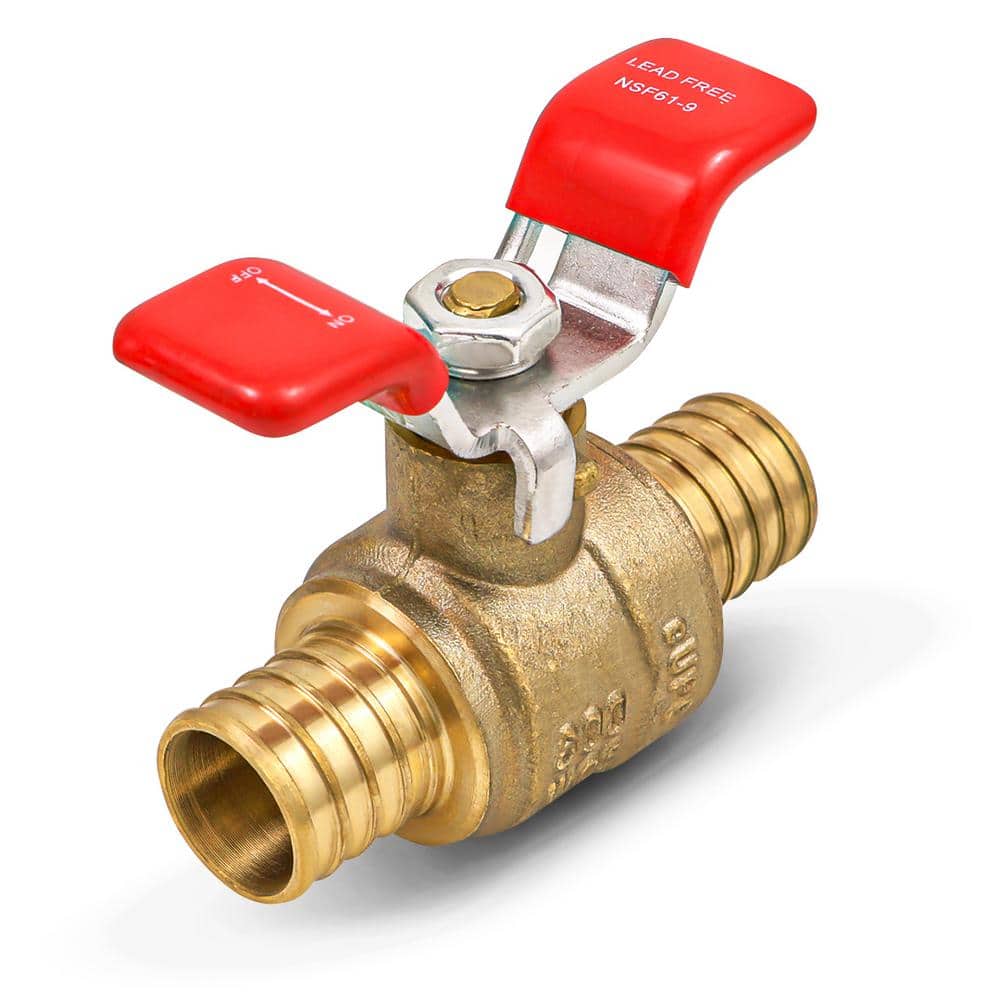 PLUMBFLEX 1/2 in. Full Port PEX Barb Ball Valve Water Shut Off with Tee ...