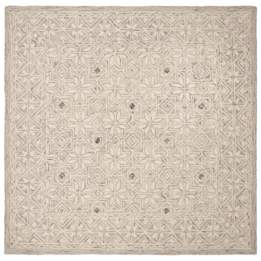 SAFAVIEH Micro-Loop Silver/Ivory 5 ft. x 5 ft. Square Geometric Area ...