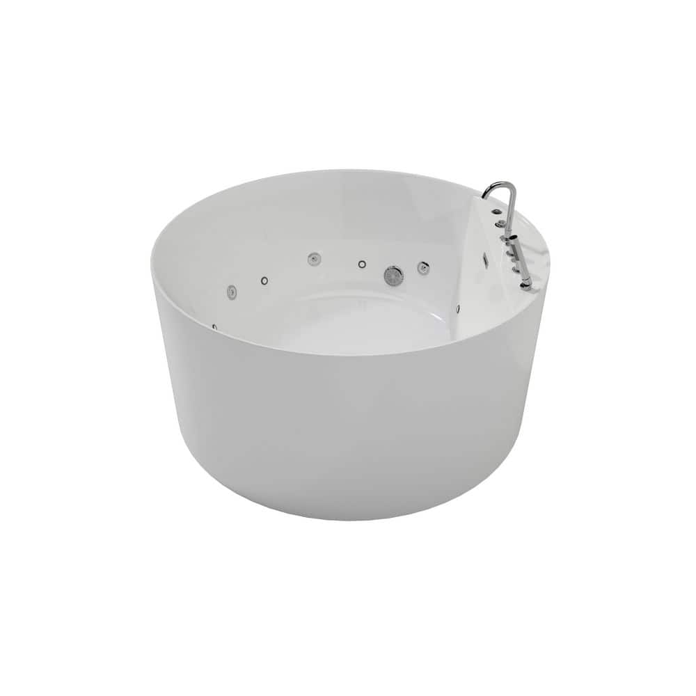 CASAINC 47 in. Oval Freestanding Whirlpool Soaking Bathtub with 6 Jets ...