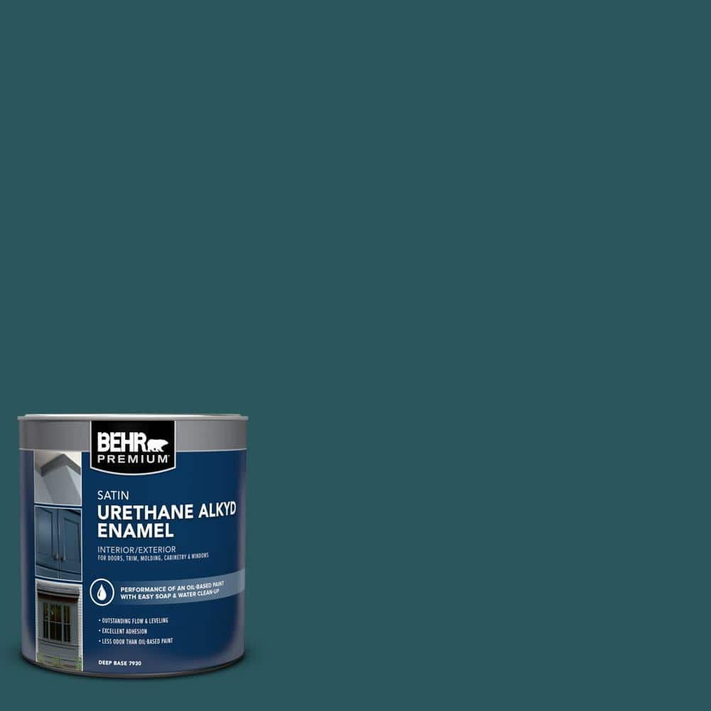 BEHR PREMIUM 1 qt. #MQ6-01 Ocean Abyss Urethane Alkyd Satin Enamel ...