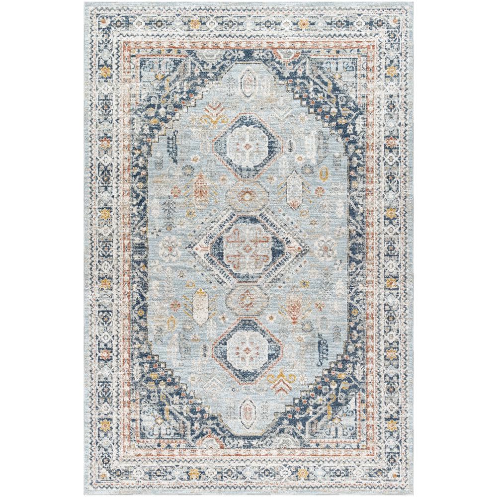 Livabliss Beckham Ice Blue/Charcoal 8 ft. x 10 ft. Traditional Indoor ...