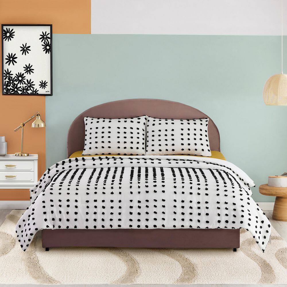 Mr. Kate Dynamic Dots 3-Piece White/Black Microfiber King Comforter Set ...
