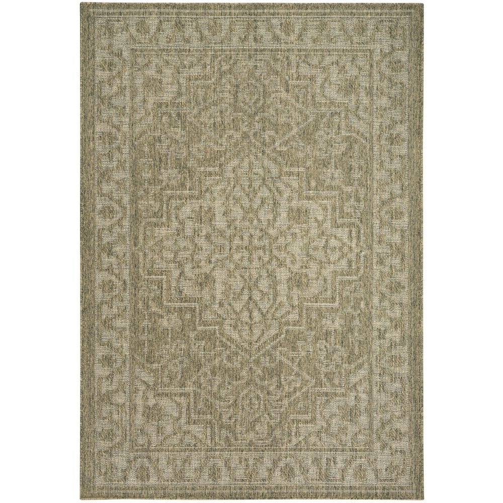 Nourison Tulum Olive 6 ft. x 9 ft. Center medallion Contemporary Area ...