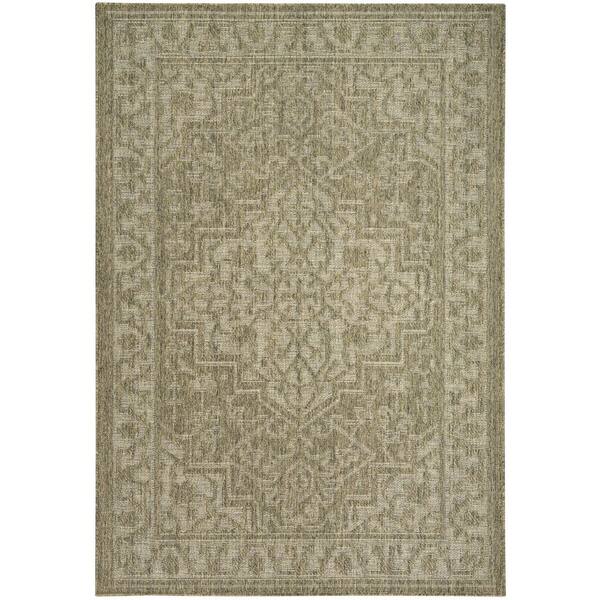 Nourison Tulum Olive 6 ft. x 9 ft. Center medallion Contemporary Area ...
