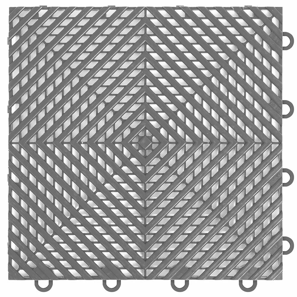 FLOORINGINC Nitro Vented 3/8 in. Garage Tiles, Graphite, 12 in. x 12 in ...