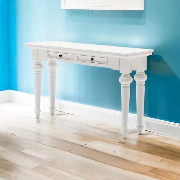 HomeRoots 20.87 in. White Rectangle MDF Console Table with Storage ...