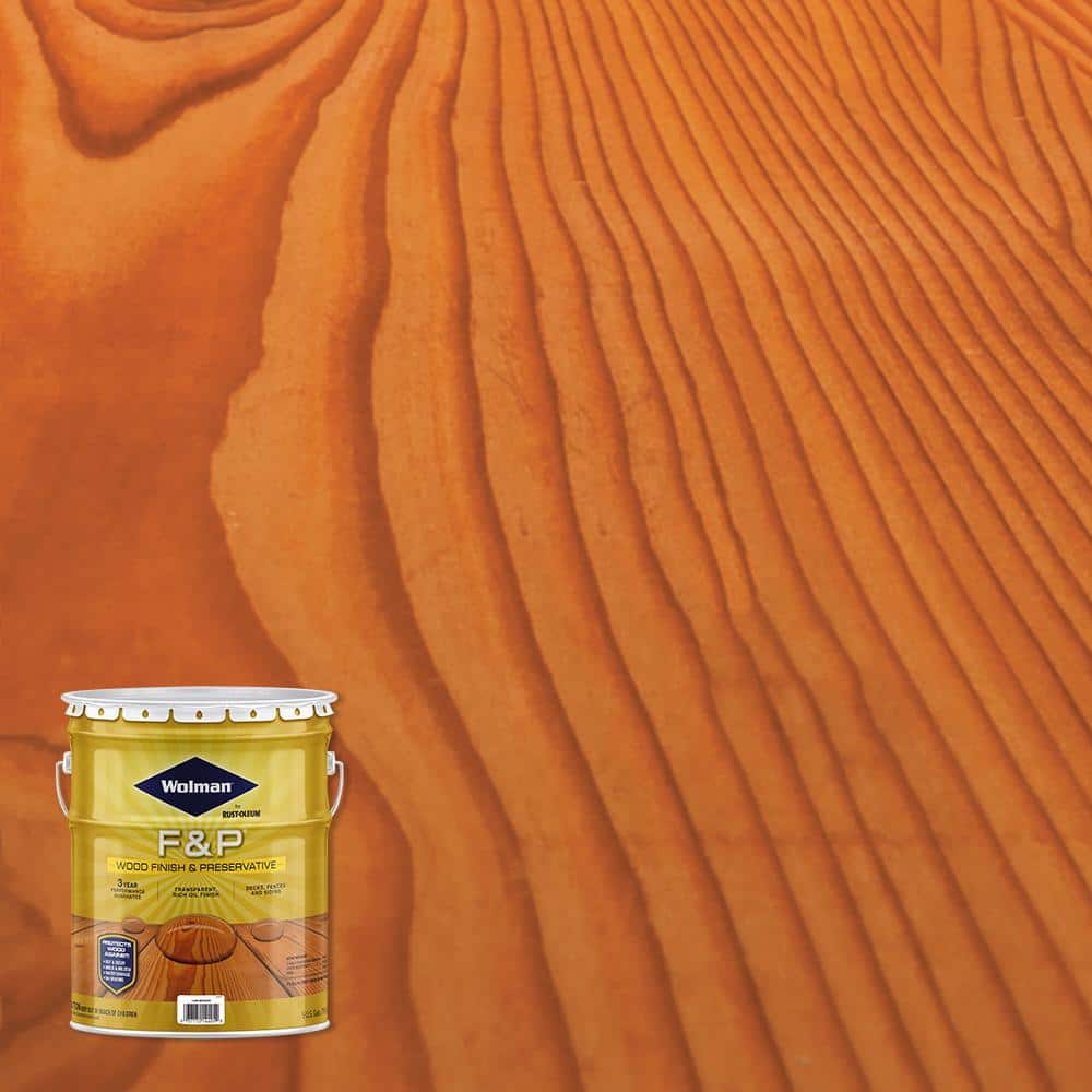 Wolman 5 Gal. F&P Redwood Exterior Wood Stain Finish and Preservative ...