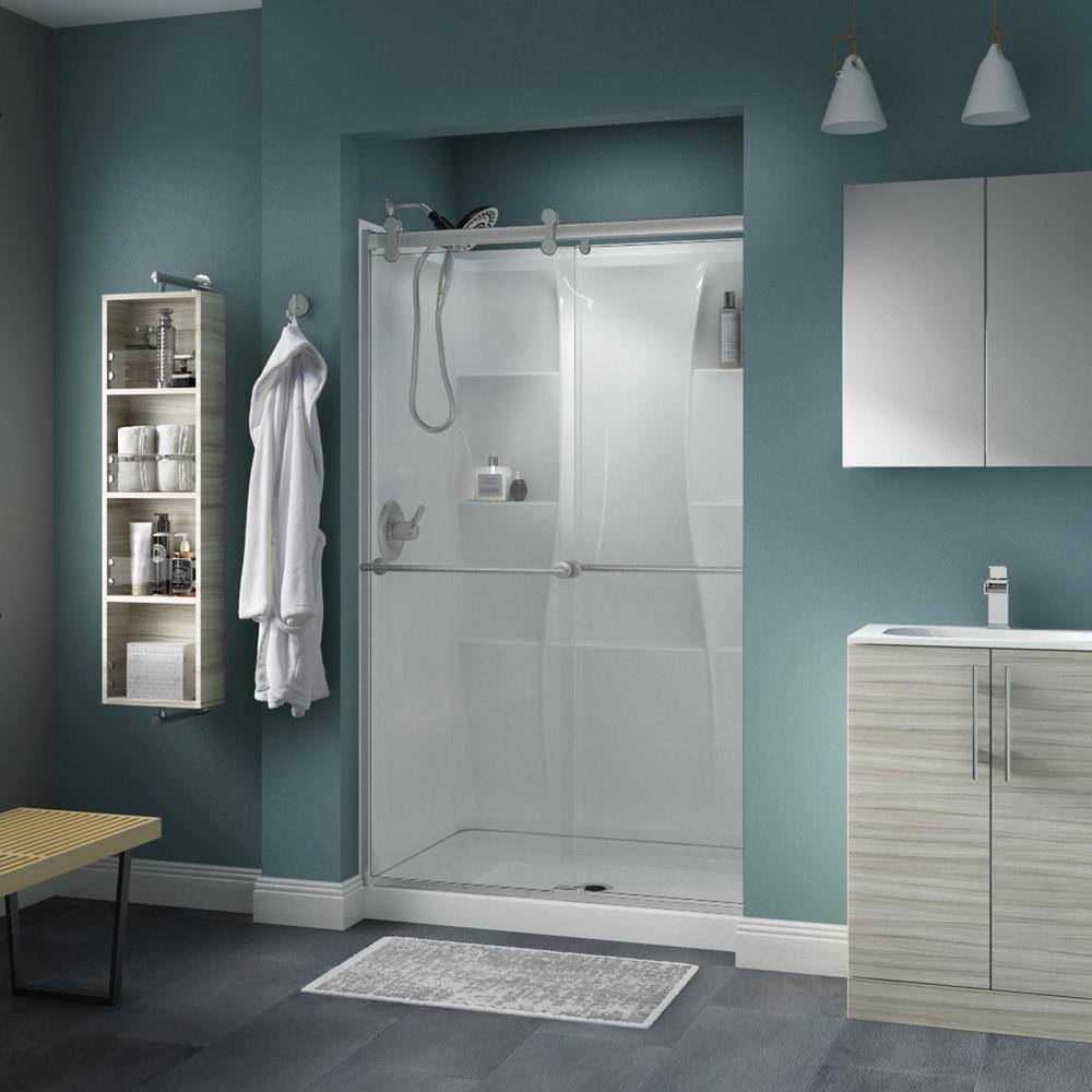 Brandclub - Contemporary 48 x 74 in. 5-Piece Shower Kit with Nickel ...