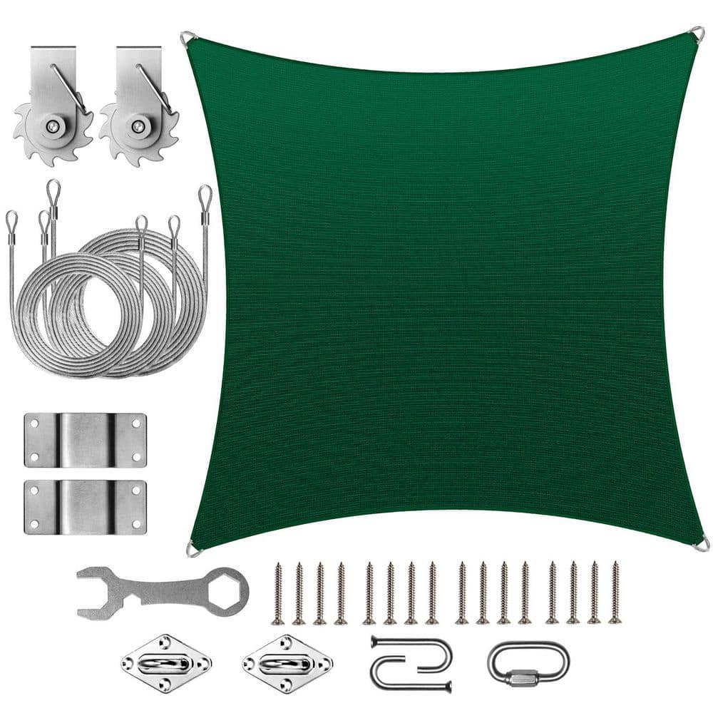 COLOURTREE Pro Ring 24 ft. x 24 ft. Square Sun Shade Sail with Hardware ...