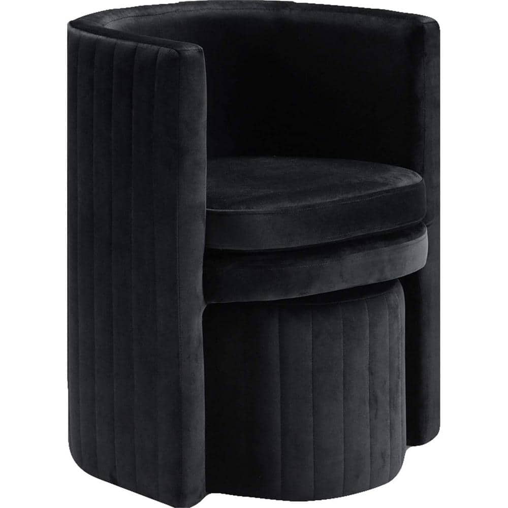 Best Master Furniture Seager Black Velvet Round Arm Chair with Ottoman ...