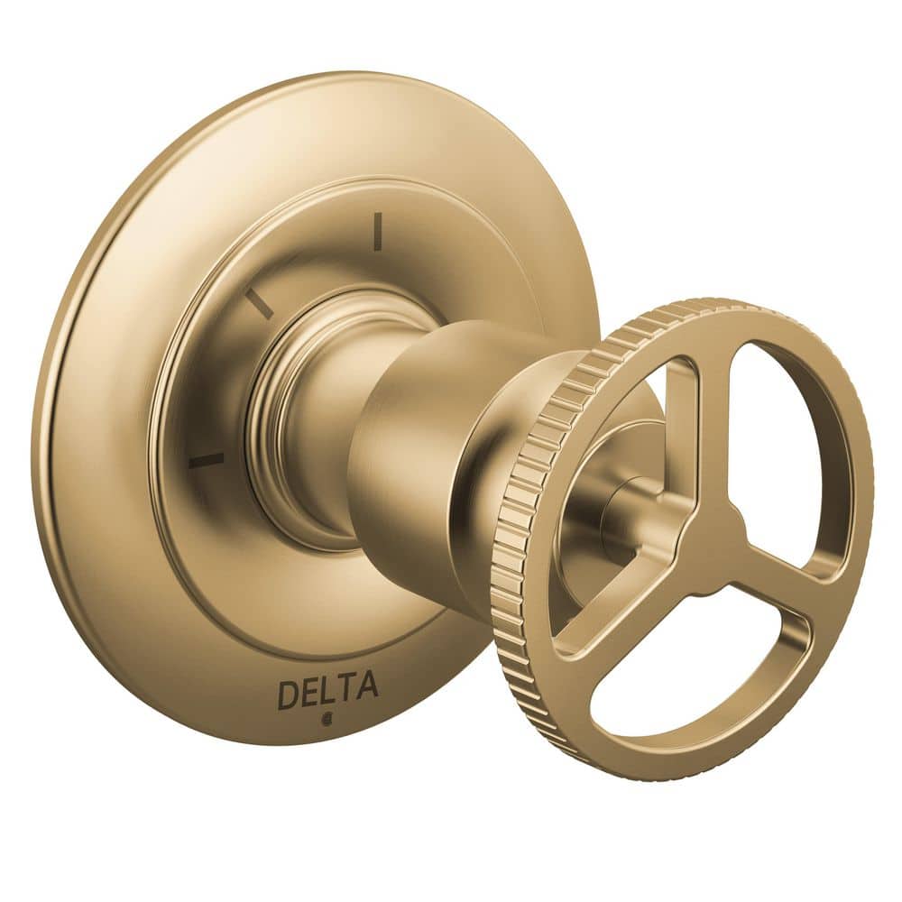 Delta Trinsic Wheel Gold 1-Handle Wall Mount 3-Function Diverter Valve ...