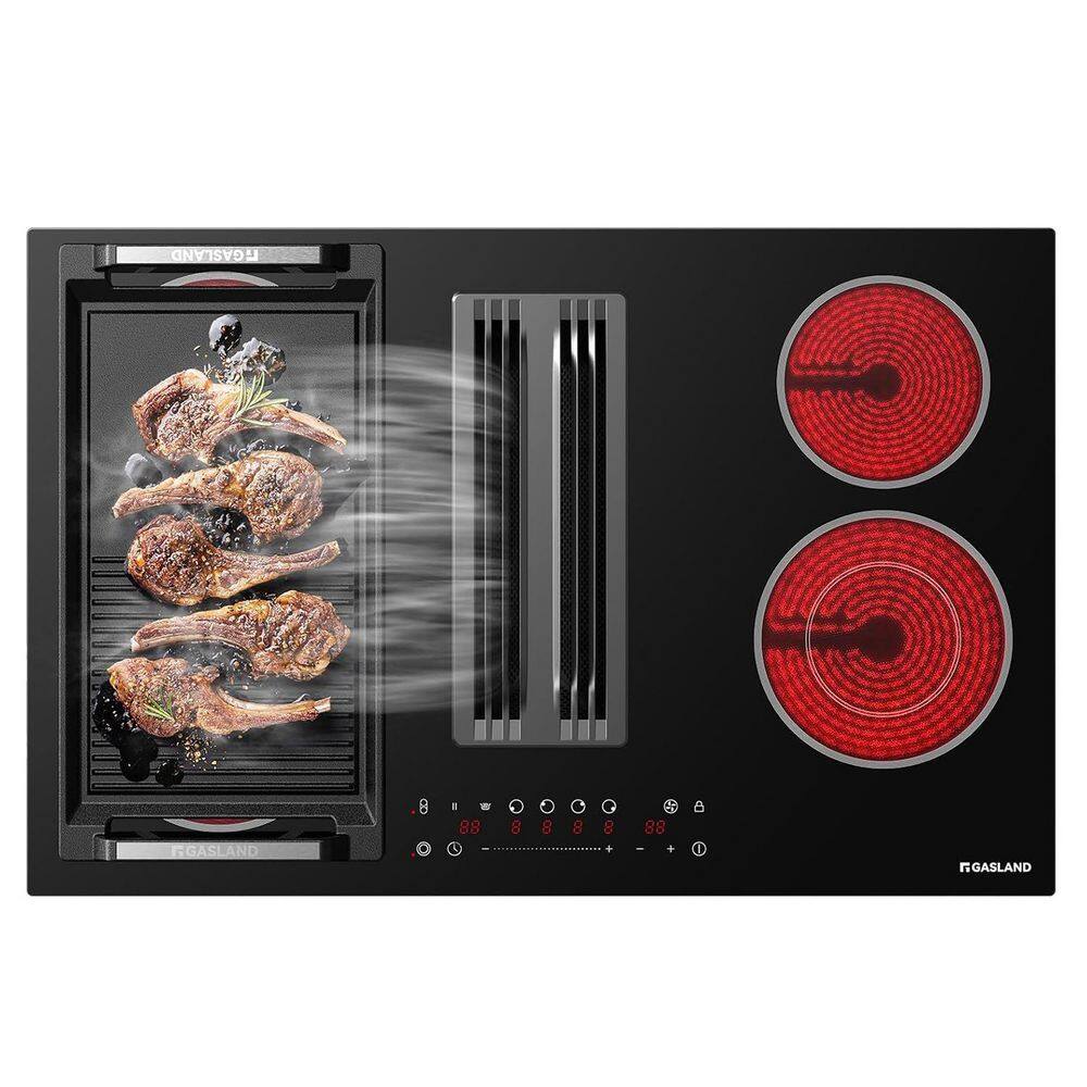 GASLAND 4 Burners Radiant Electric Cooktop with 330 CFM Downdraft, 220V ...