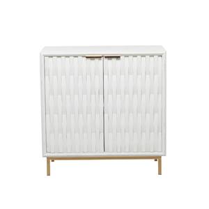 Litton Lane Bronze Wood Relief Ripple Design 1 Shelf and 2 Door Cabinet ...