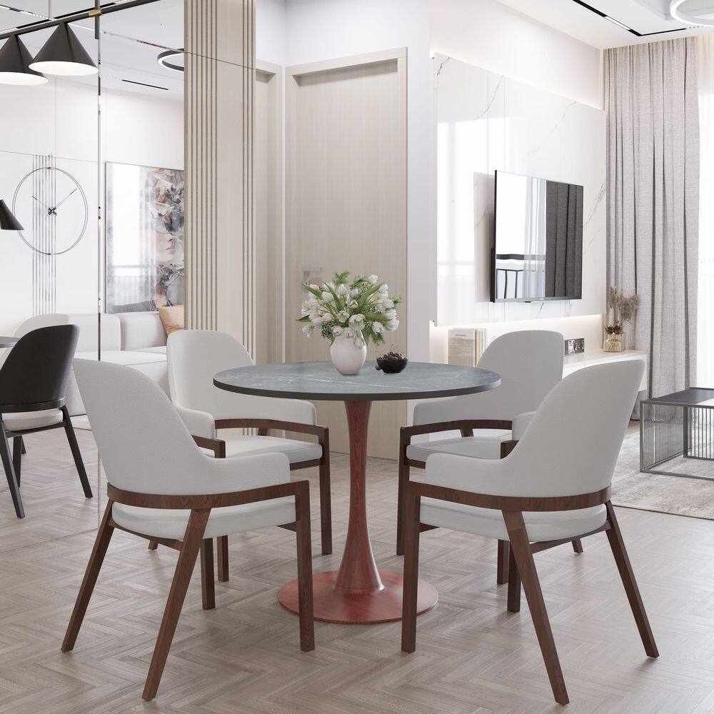 Leisuremod Bristol Round Modern Dining Table 27 in. MDF Wood Tabletop ...