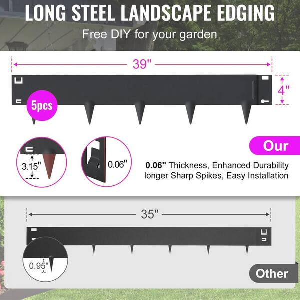 Lawn Edging Tool 5 In. H X 40 In. W Brown Steel Landscape Edging ...