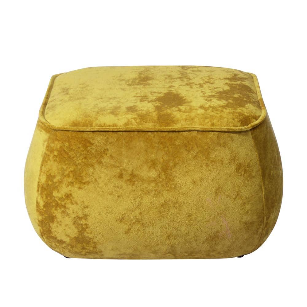 FurnitureR Yellow Living Room Square Ottoman-RONDAE ICECRUSH YELLOW ...